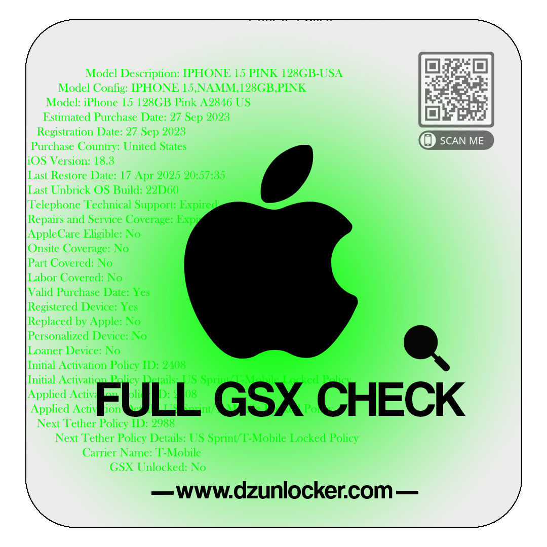 IPHONE & IPAD CHECK [FUL GSX] - Dzunlocker Pro
